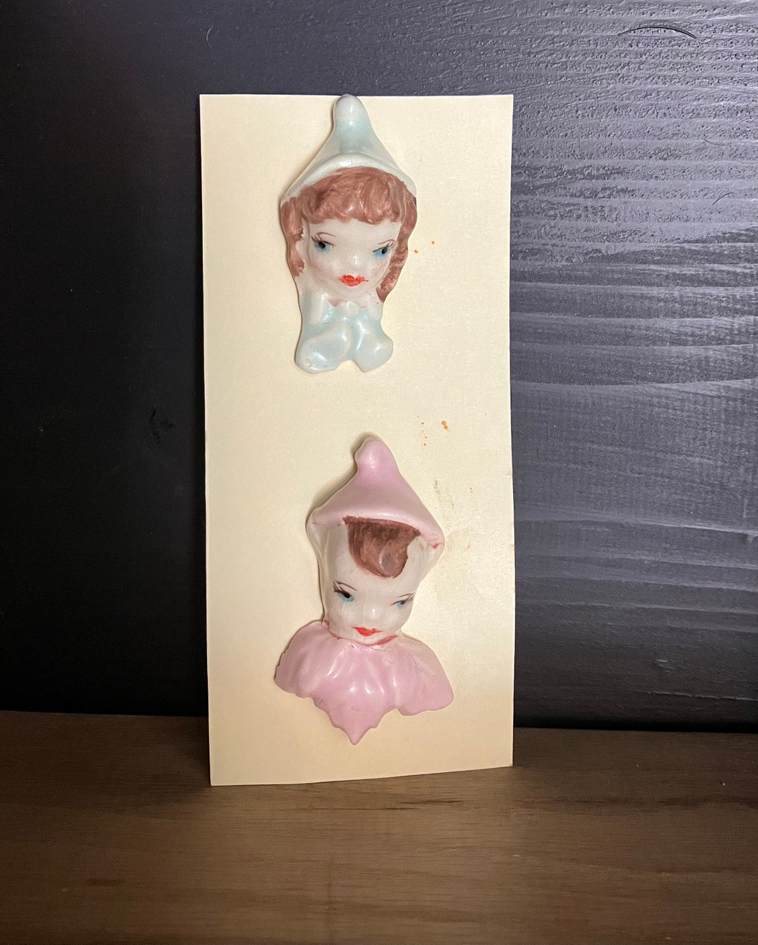 Porcelain Pixie Faces, Vintage Face Pin, Set of Two Broach Pin - Etsy