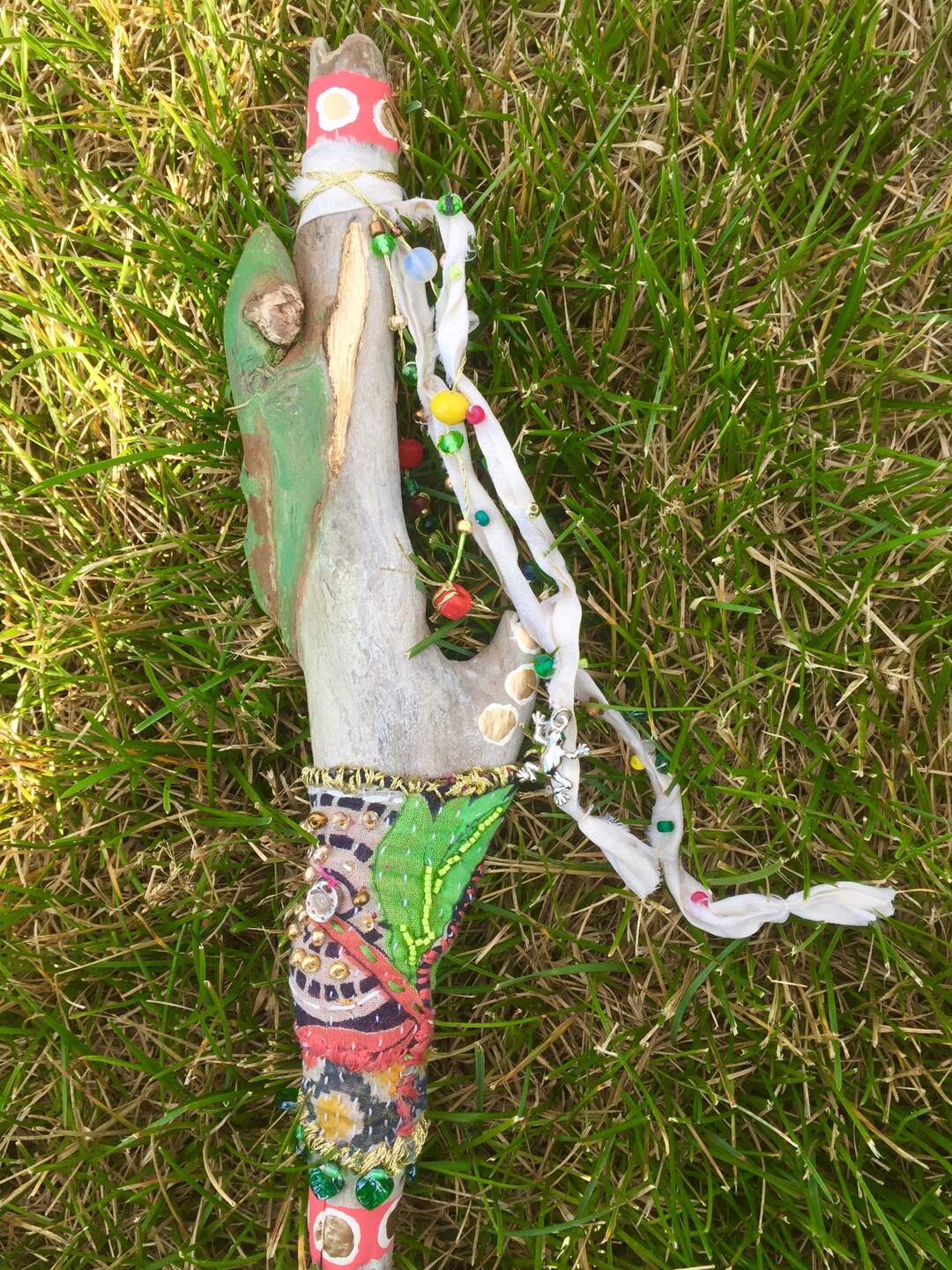 Frog Spirit Stick: Artisan Shaman Wand With Silver Charm - Etsy