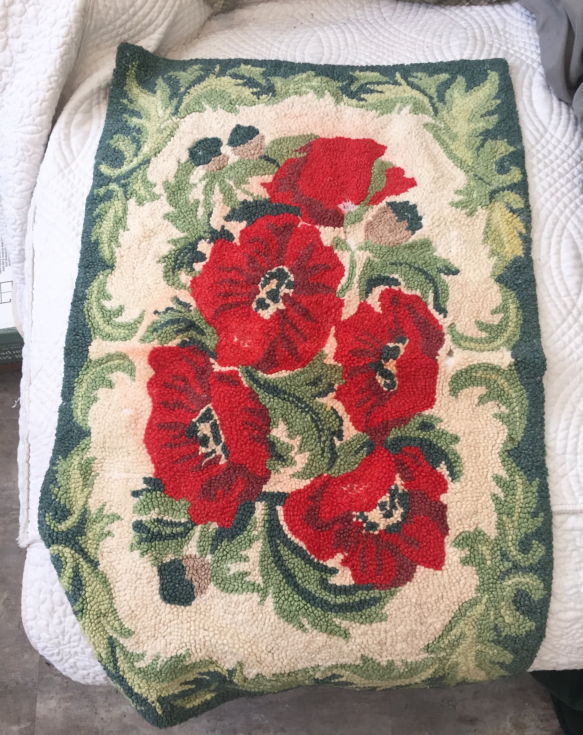 Vintage Wool Rug Roses and Leaves Hand Hooked Wool Rug - Etsy