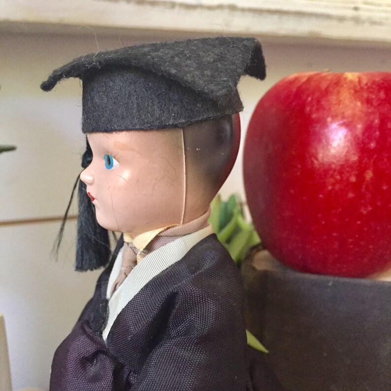 Vintage Boy Graduate Doll, Hard Plastic Graduation Collectable, 1940 ...