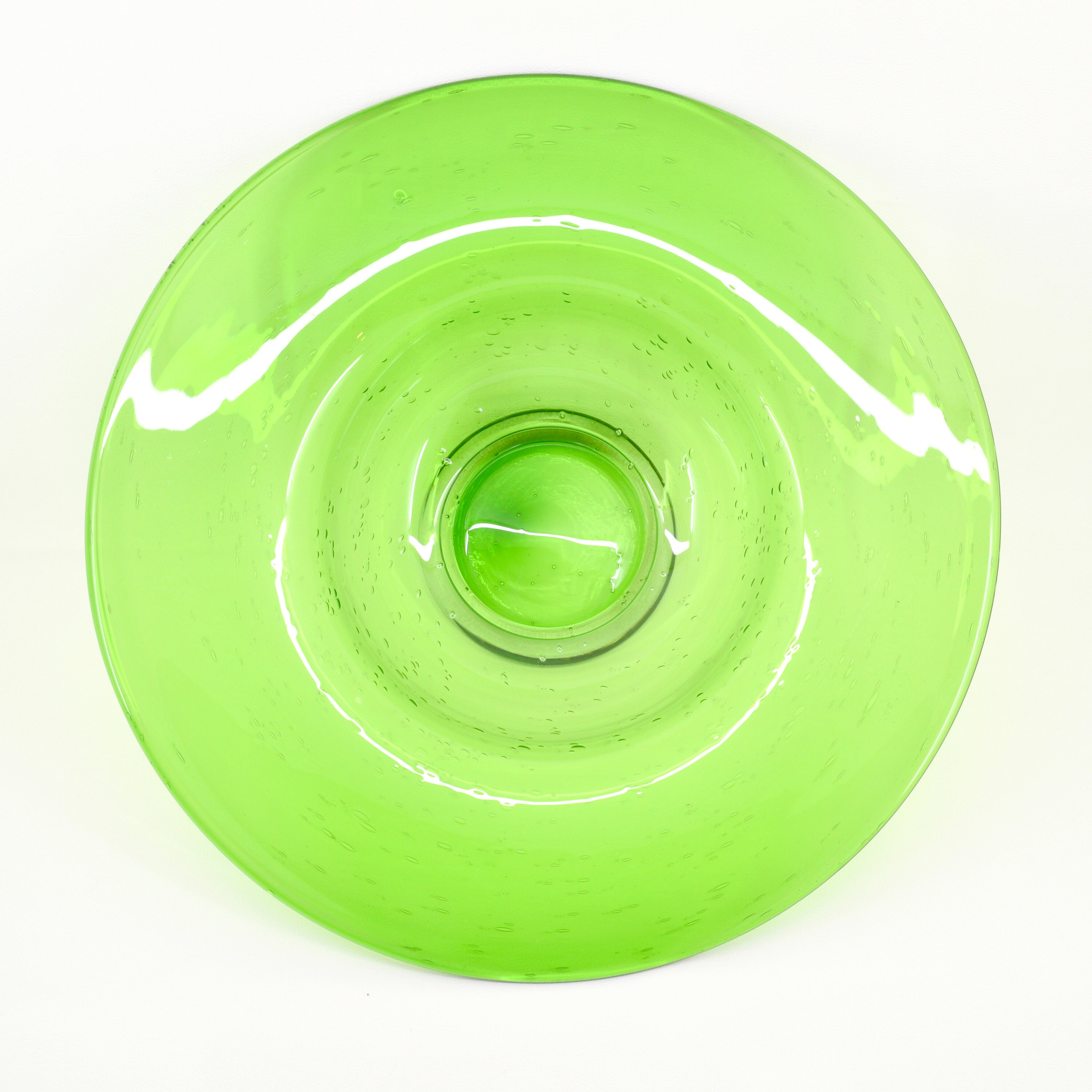 Large Green Bubble Glass Bowl MCM Vintage Blown Glass - Etsy