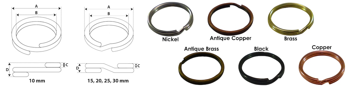 Split Rings 10mm 15mm 20mm 25mm 30mm Keyring Hook Loop Leather | Etsy UK