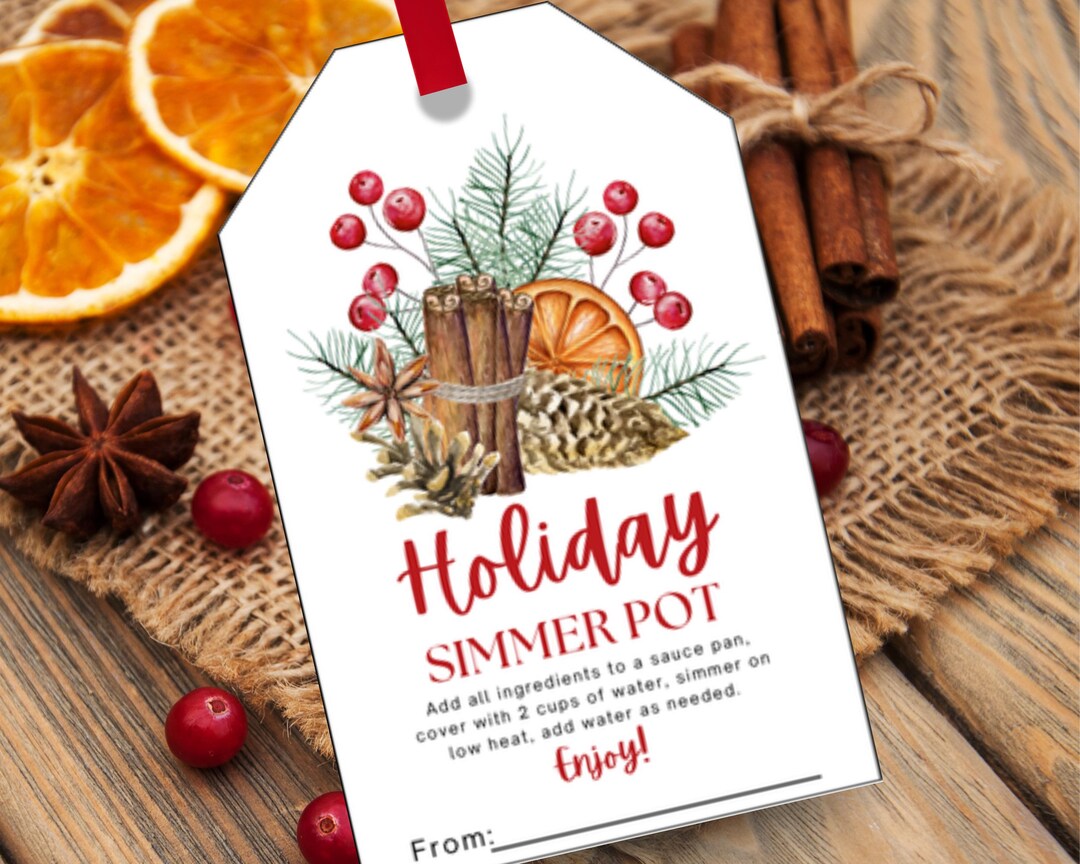 Holiday Simmer Pot Gift Tags, PRINTABLE, Simmering Potpourri Tag ...