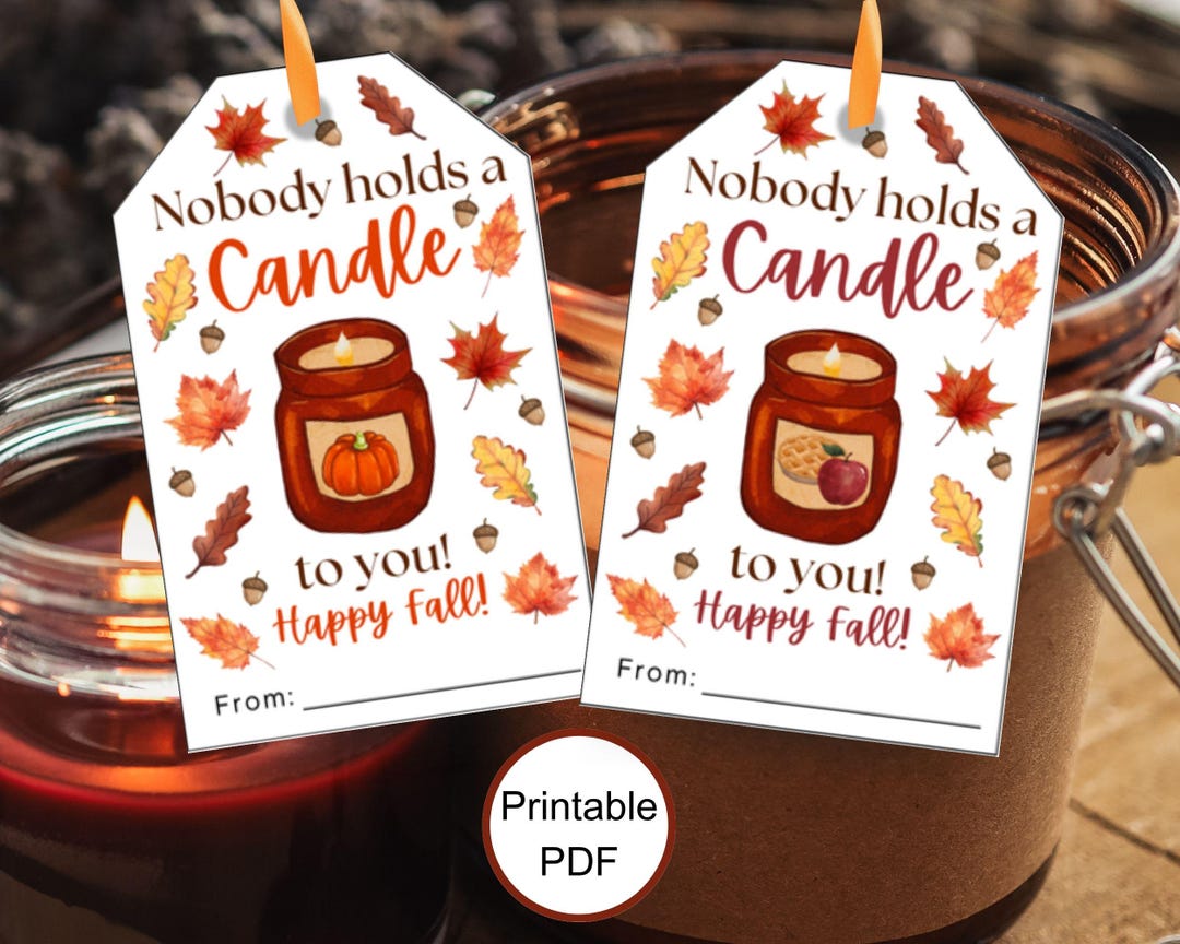 Fall Candle Gift Tag, PRINTABLE, Teacher Appreciation Gift Tag ...