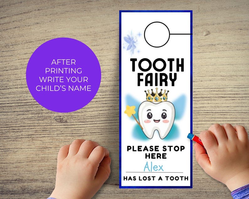 Tooth Fairy Door Hanger, Tooth Fairy Please Stop Here Door Sign ...