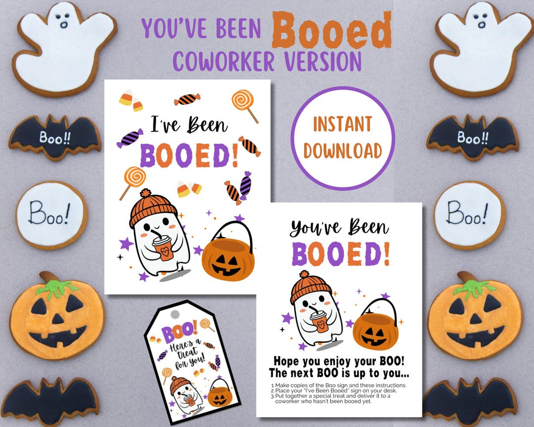You've Been Booed Office Coworker Sign, PRINTABLE Boo Gift Tags ...