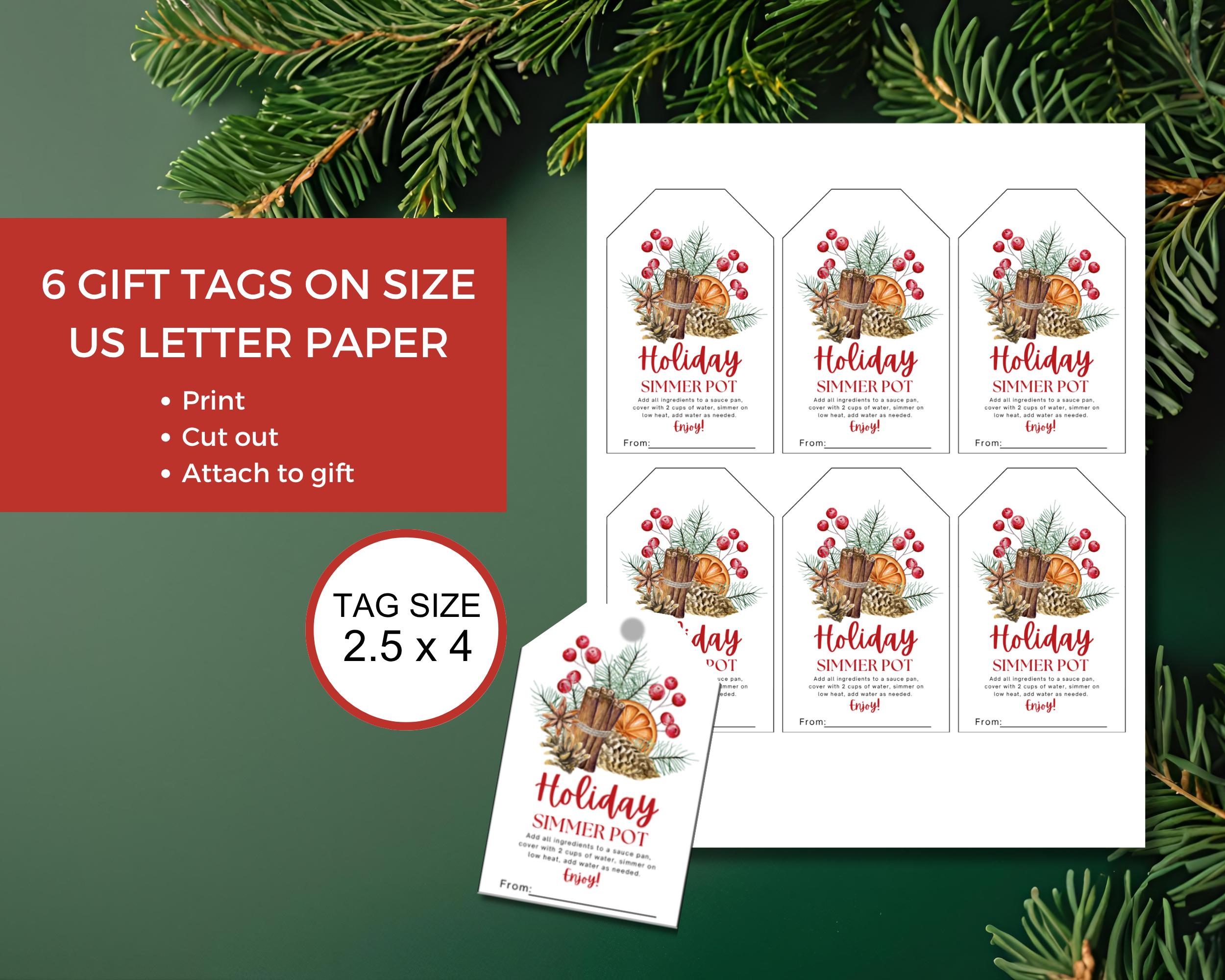 Holiday Simmer Pot Gift Tags, PRINTABLE, Simmering Potpourri Tag ...