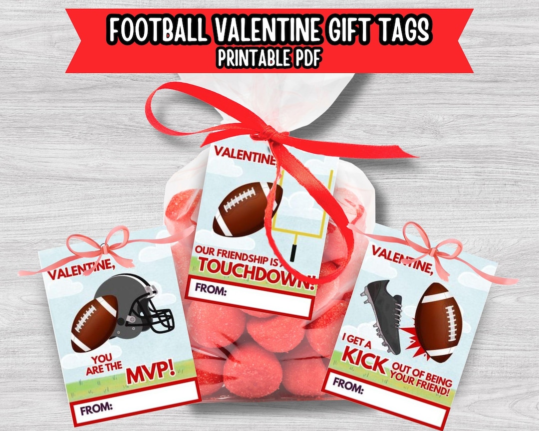 Football Valentine Tags, PRINTABLE, Football Valentine Cards, Kids ...