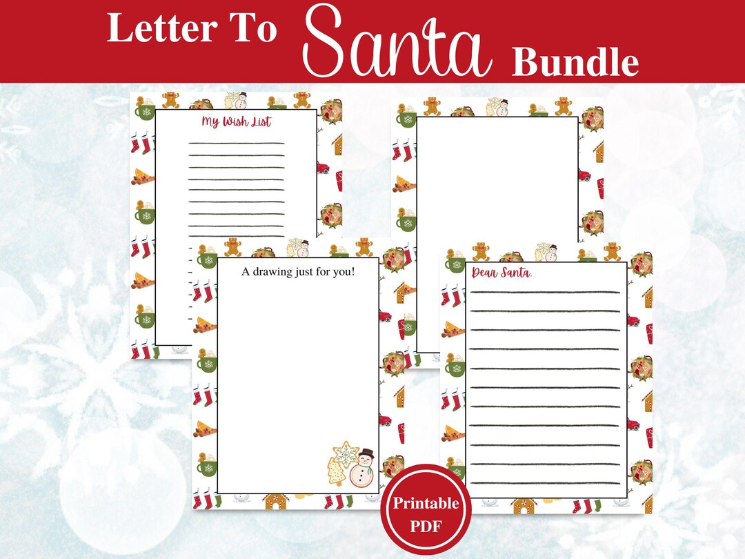 Letter to Santa Bundle, PRINTABLE Santa Letter, Wish List, Santa ...