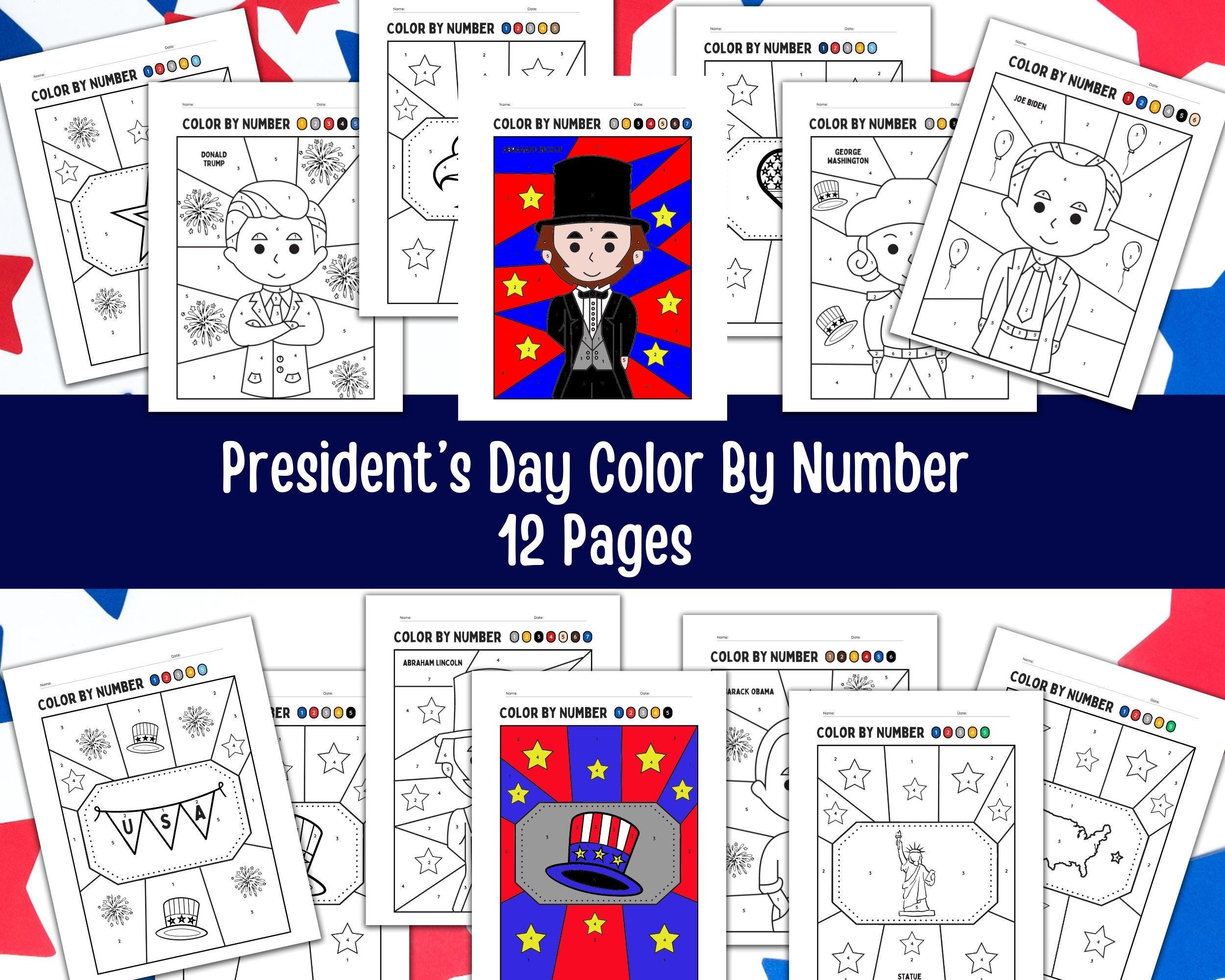 Presidents' Day Color by Number Pages, Classroom Activity, 2026 ...