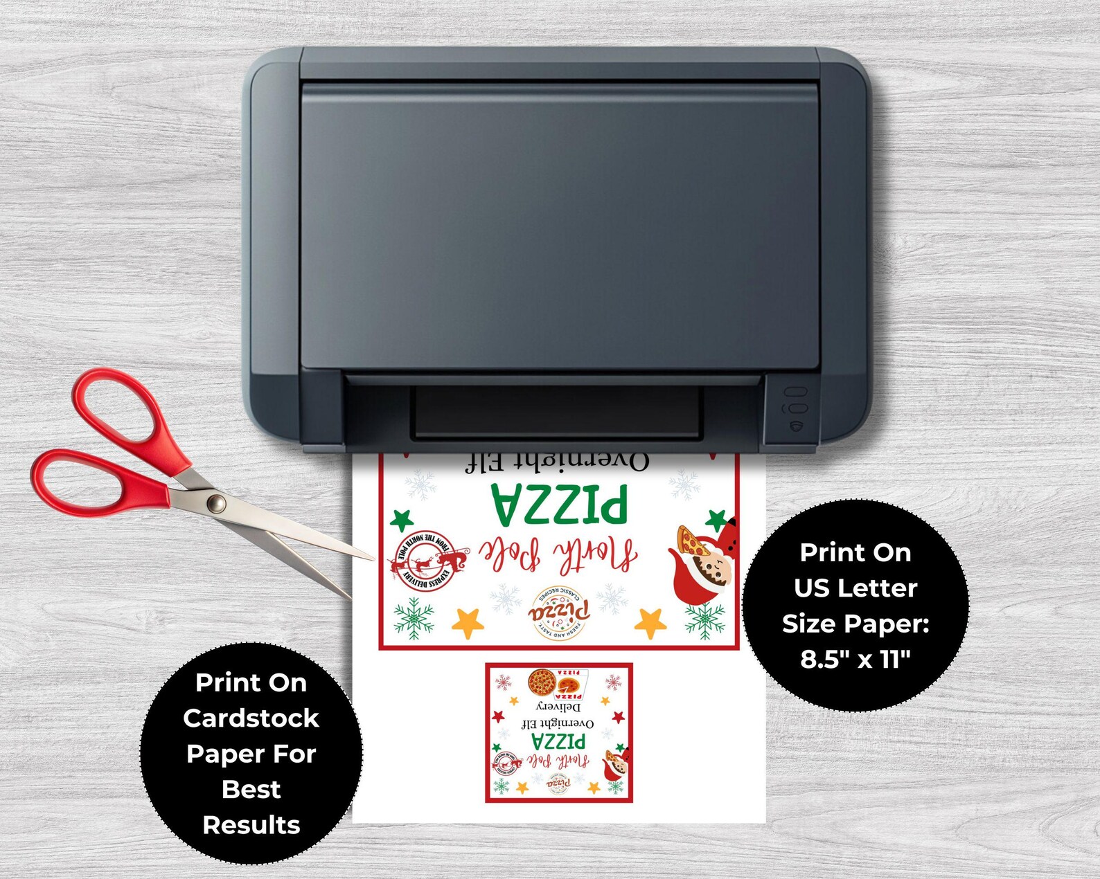 Elf North Pole Pizza Delivery Tag, PRINTABLE, Elf Christmas Pizza Sign ...