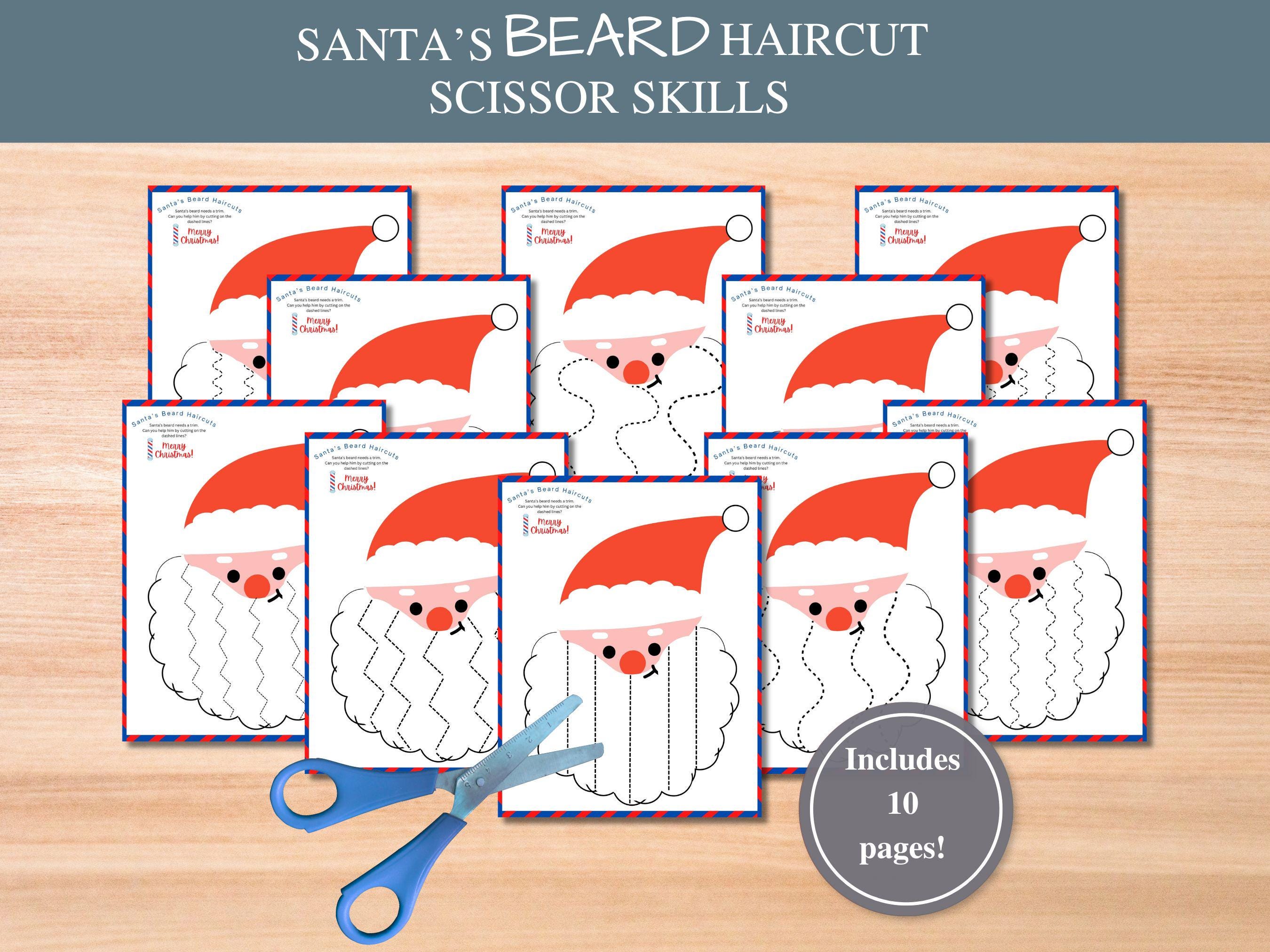 Santa’s Beard Cutting Activity, PRINTABLE Christmas Scissor Skills ...