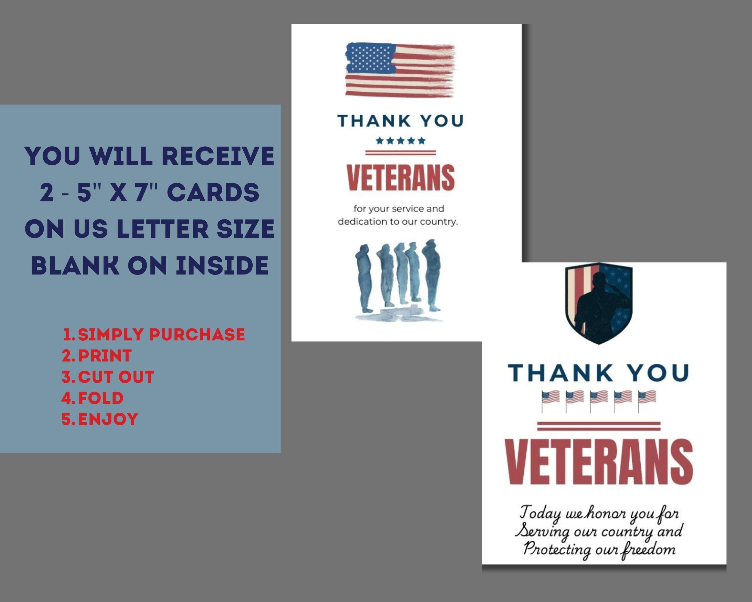 Veteran's Day Thank You Card Printable, Happy Veterans Day Military ...