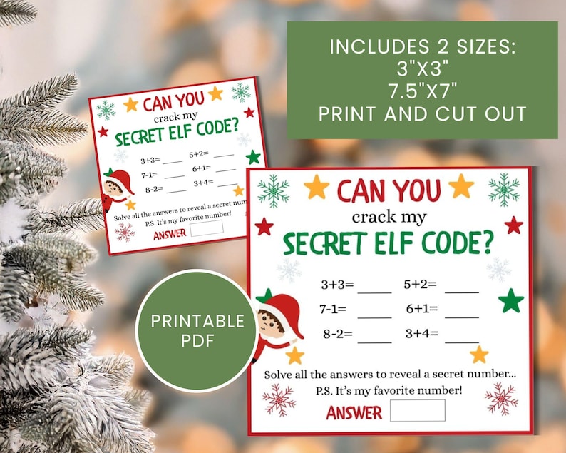 Elf 6-7 Secret Code Prop, PRINTABLE, 67 Elf Math Easy, 67 Riddle, Six ...