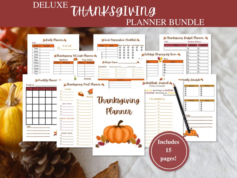 Thanksgiving Planner Bundle, Holiday Meal & Event Organizer, Printable ...