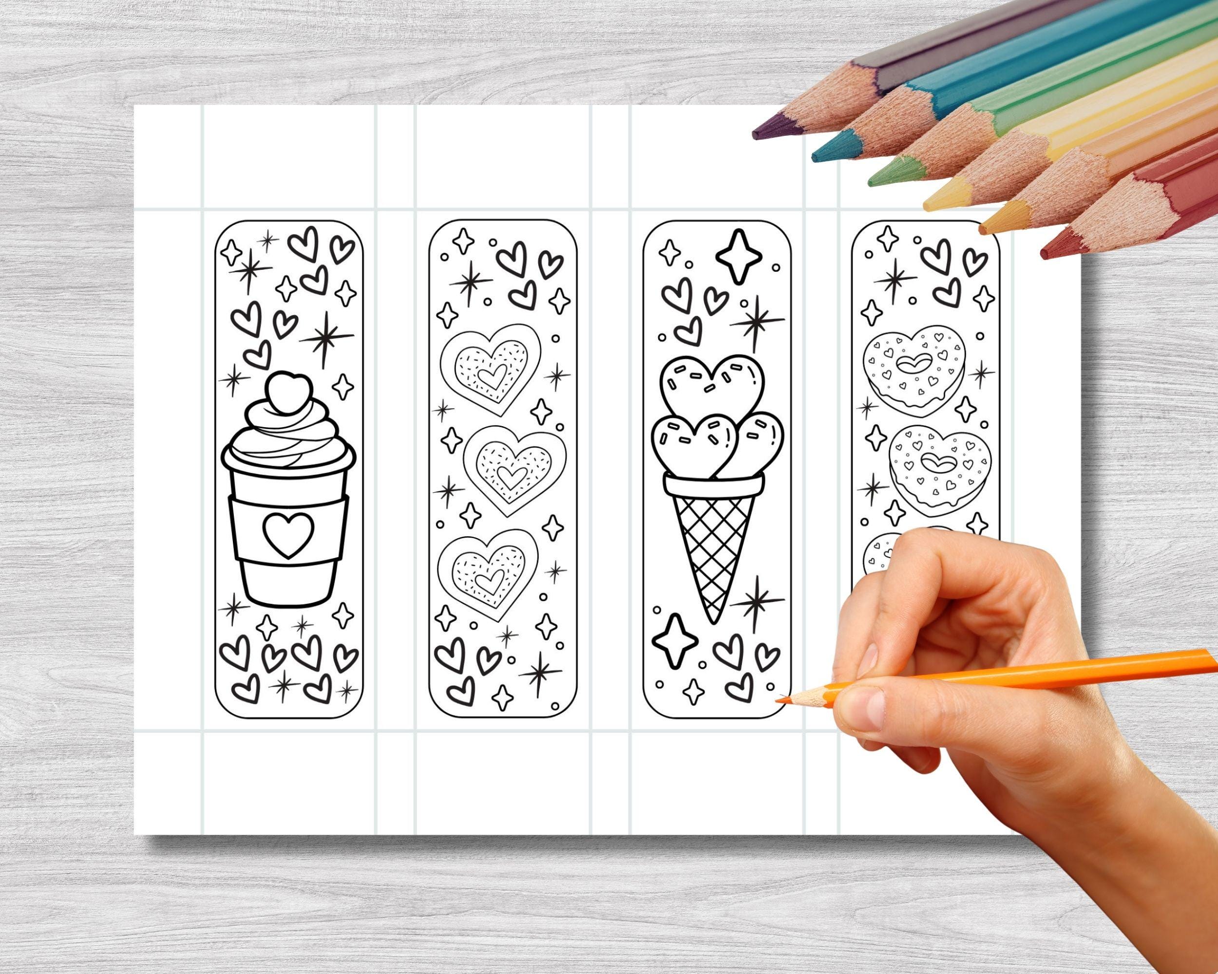 Valentine Coloring Bookmarks, PRINTABLE, Bookmark Coloring Craft ...