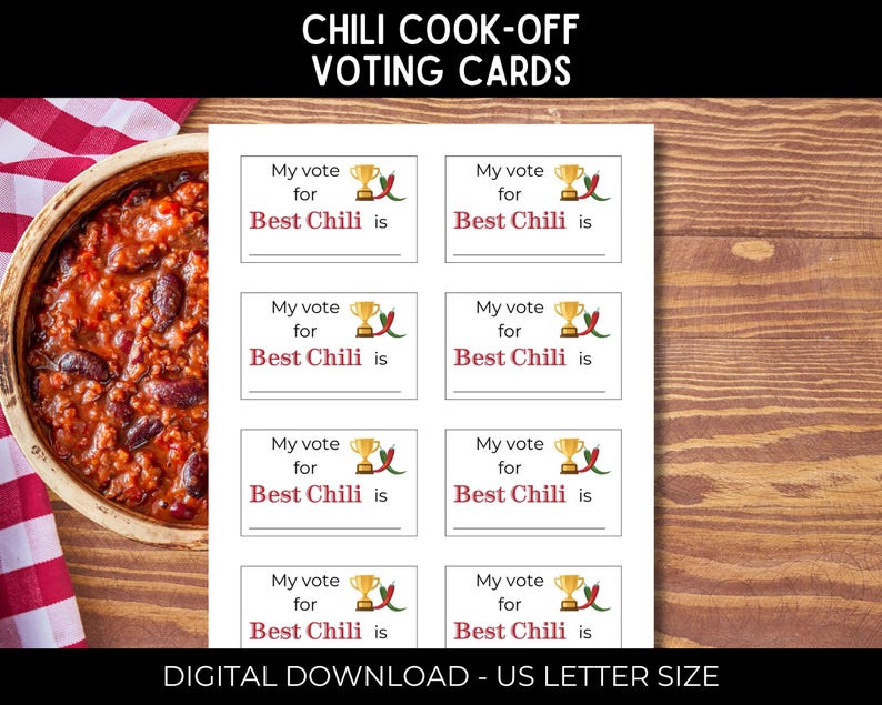 Chili Cook-off Voting Cards, PRINTABLE, Best Chili Ballots, Chili ...