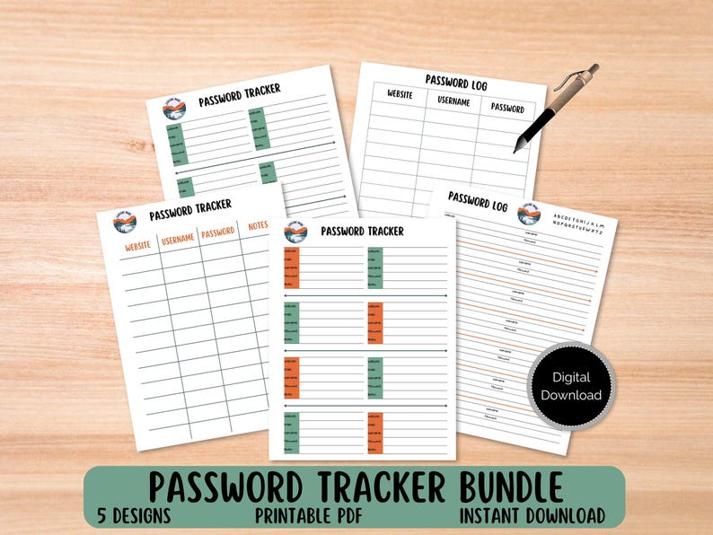 Password Tracker Printable Bundle, Password Log, Password Keeper, Password Organizer, Password ...
