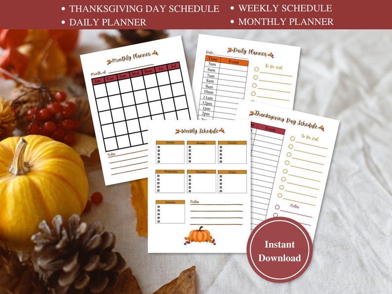 Thanksgiving Planner Bundle, Holiday Meal & Event Organizer, Printable ...