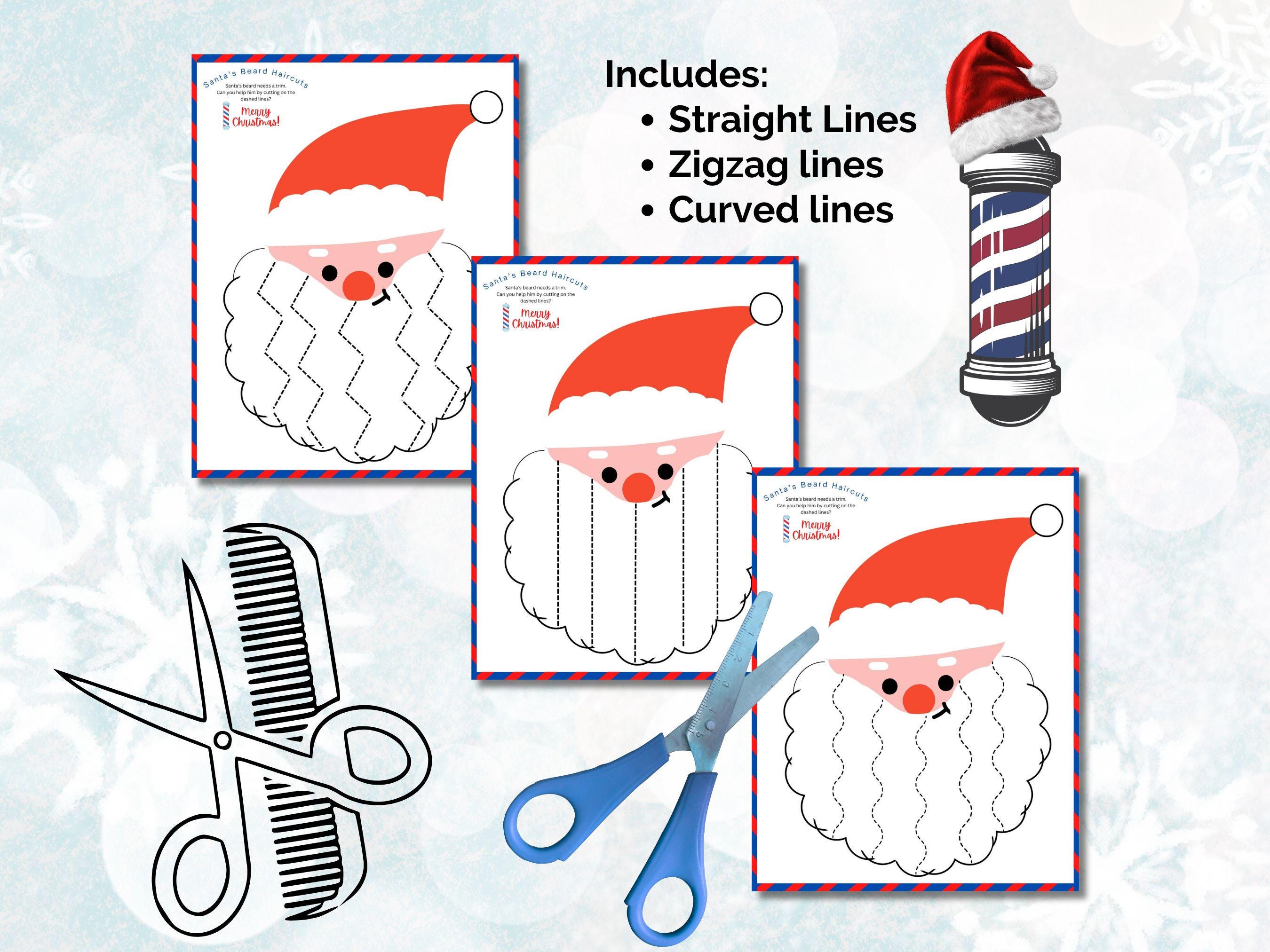 Santa’s Beard Cutting Activity, PRINTABLE Christmas Scissor Skills ...
