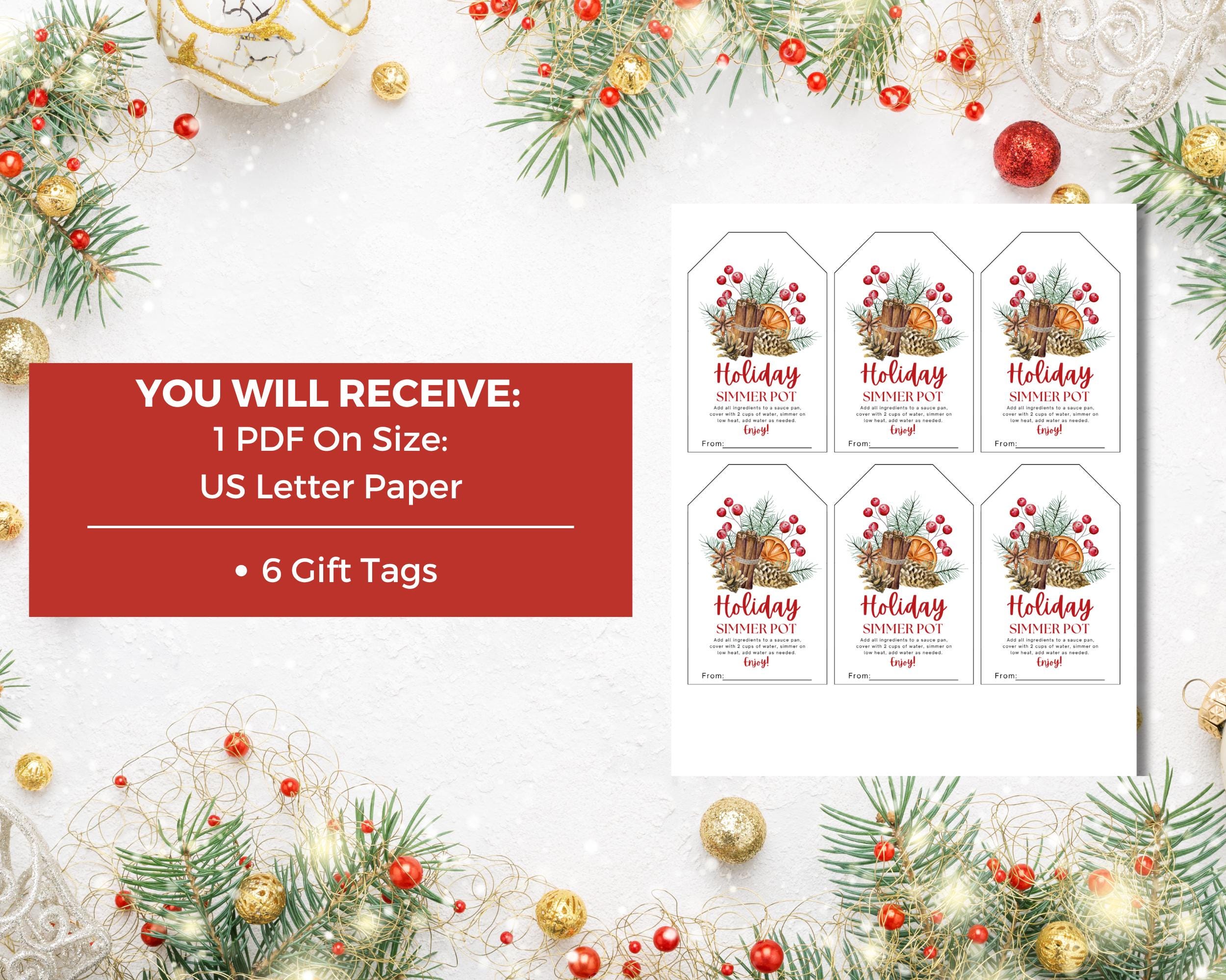 Holiday Simmer Pot Gift Tags, PRINTABLE, Simmering Potpourri Tag ...