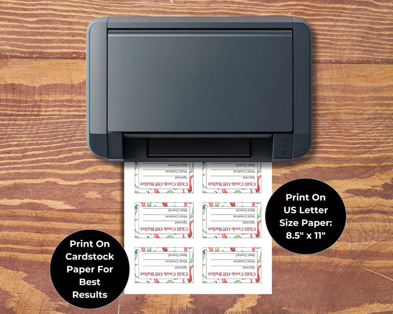 Chili Cook off Voting Cards, PRINTABLE, Chili Cookoff Ballots, Chili ...