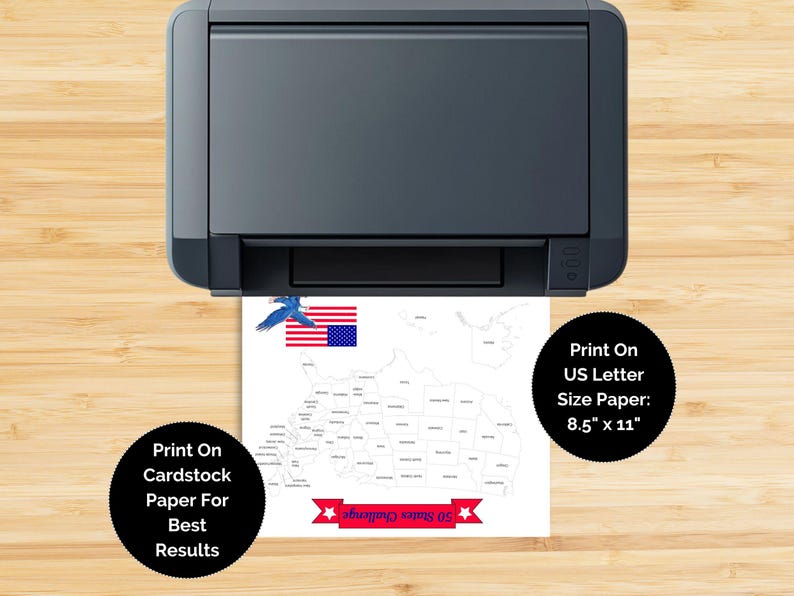 50 States Challenge Bundle, PRINTABLE United States of America Bucket ...