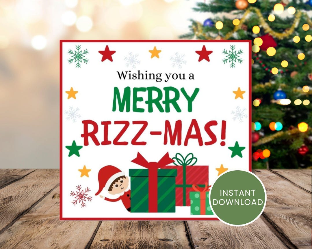 Funny Elf Prop Sign, PRINTABLE, Elf Merry Rizz-mas Gift Tag, Elf Slang ...