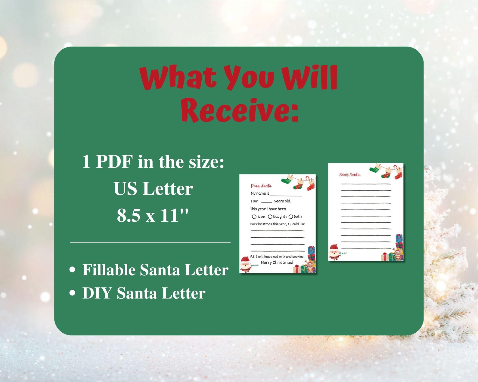 Letter to Santa Bundle, PRINTABLE Santa Letter, Kids Christmas Writing ...