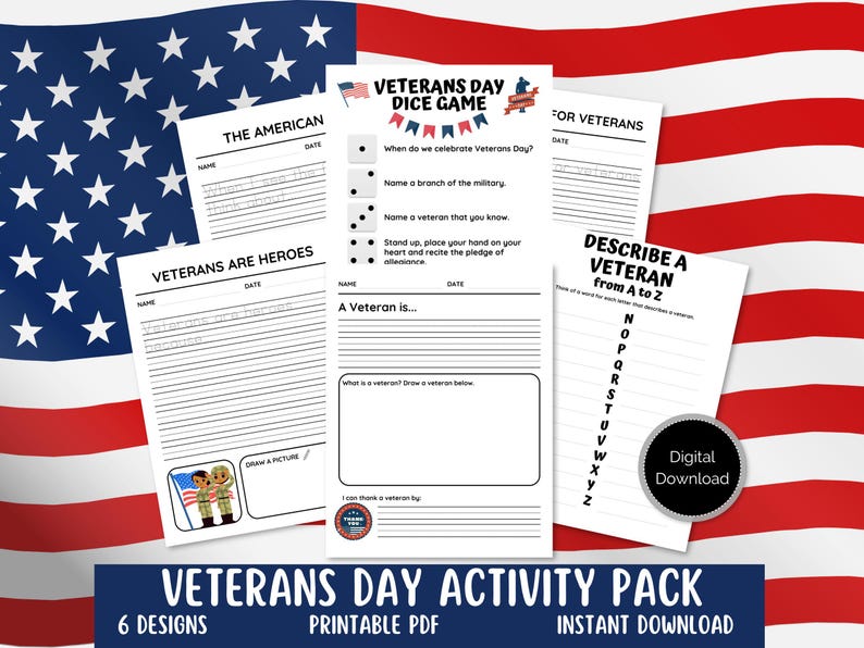 Veterans Day Activity Pack, Writing Prompts, Roll the Dice Game ...