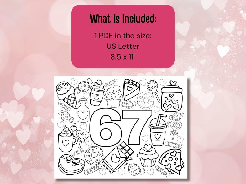 6-7 Valentine Coloring Sheet, PRINTABLE, 67 Coloring Page, Valentines ...