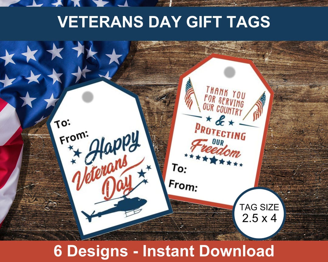 Veterans Day Gift Tags PRINTABLE, Happy Veterans Day Tags, Military ...
