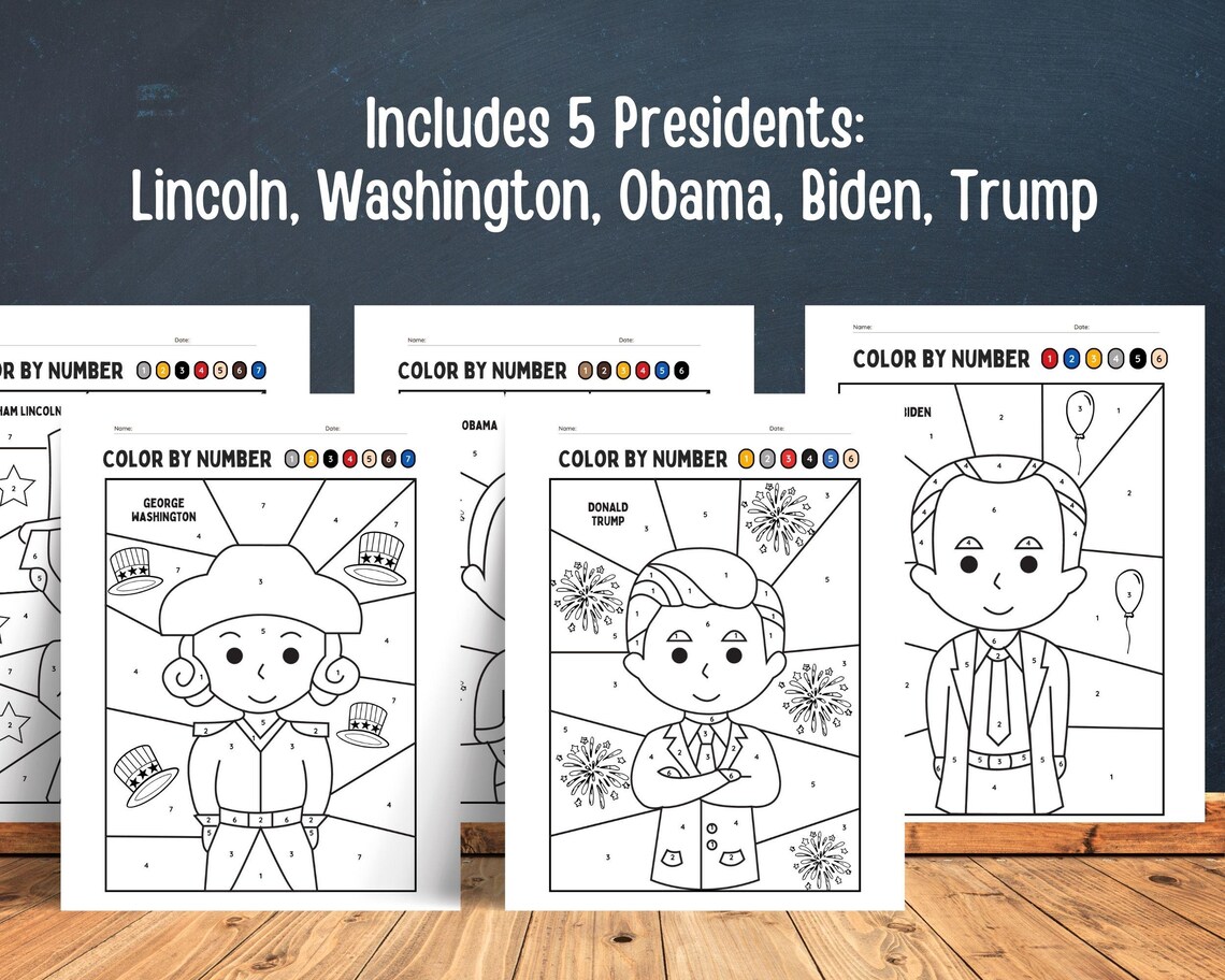 Presidents' Day Color by Number Pages, Classroom Activity, 2026 ...