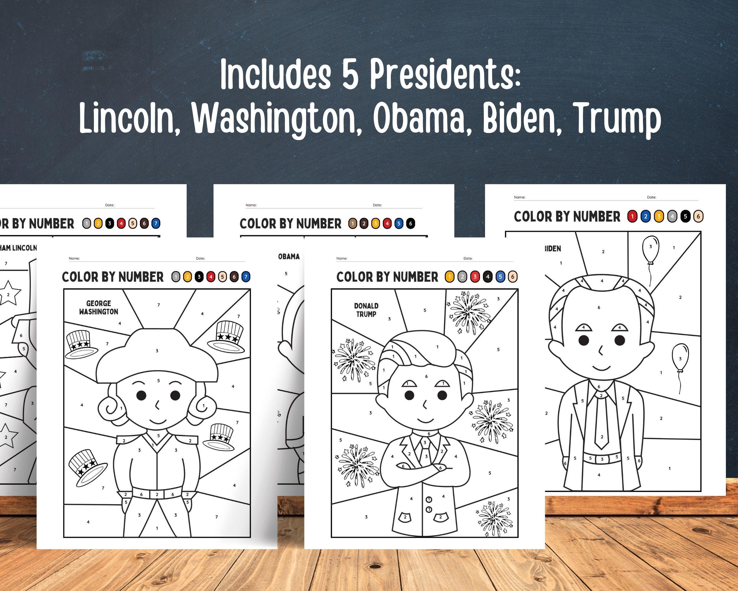Presidents' Day Color by Number Pages, Classroom Activity, 2026 ...