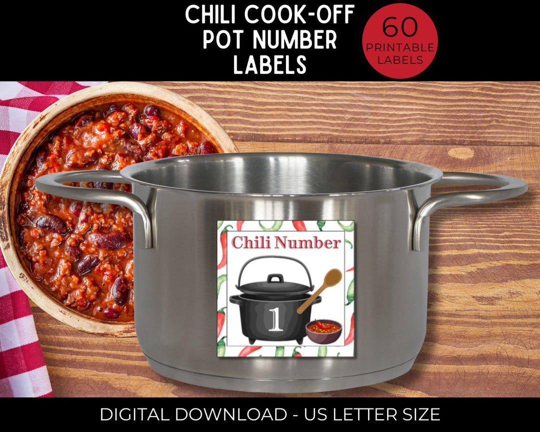Chili Cook off Pot Labels, PRINTABLE, Chili Cookoff Contest, Chili ...