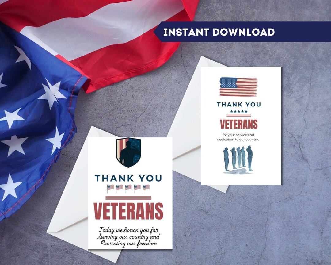 Veteran's Day Thank You Card Printable, Happy Veterans Day Military ...