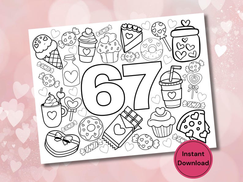 6-7 Valentine Coloring Sheet, PRINTABLE, 67 Coloring Page, Valentines ...