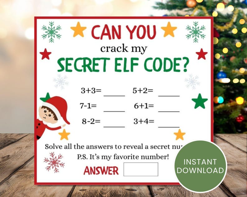 Elf 6-7 Secret Code Prop, PRINTABLE, 67 Elf Math Easy, 67 Riddle, Six ...
