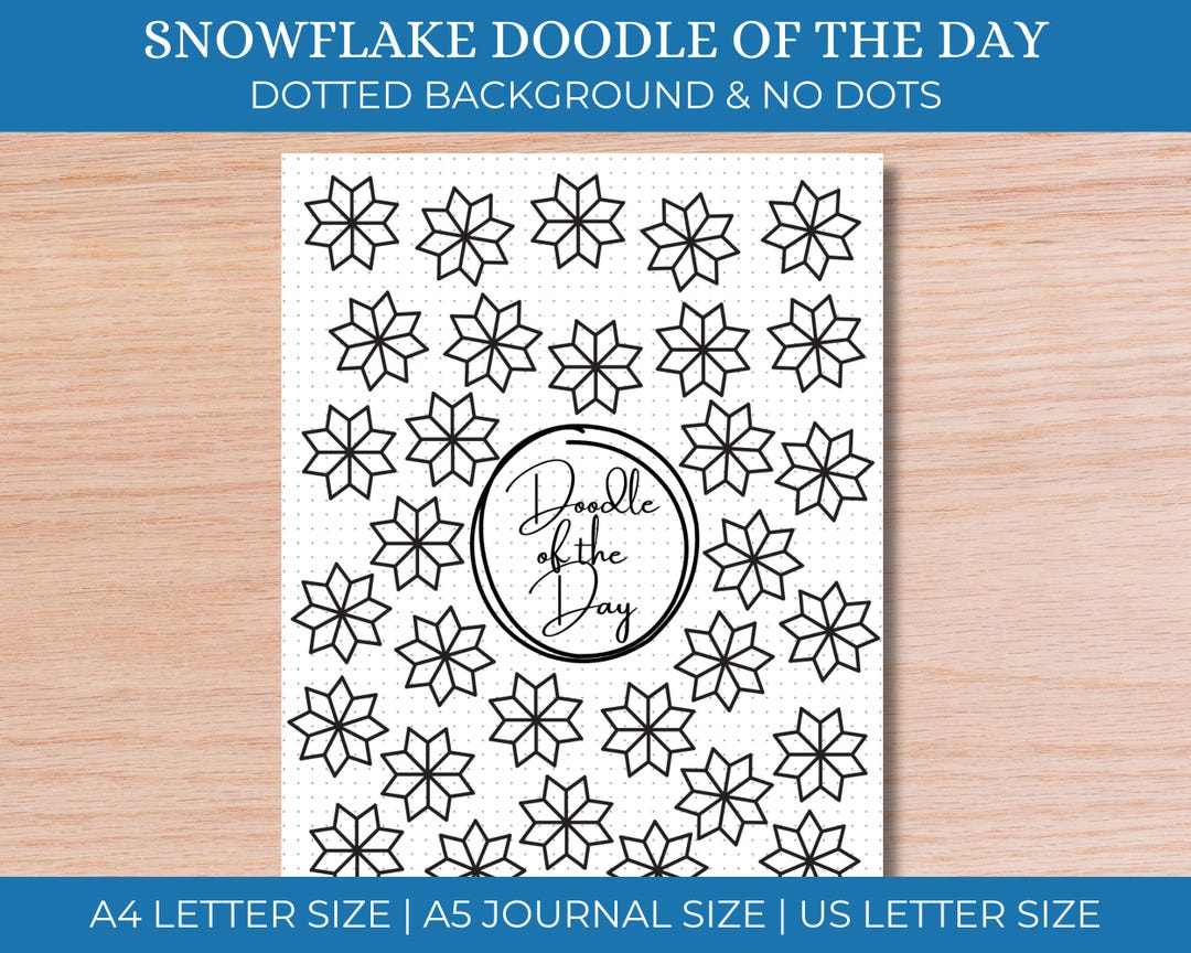 Snowflake Doodle of the Day, PRINTABLE, Dotted Journal Page, Winter ...