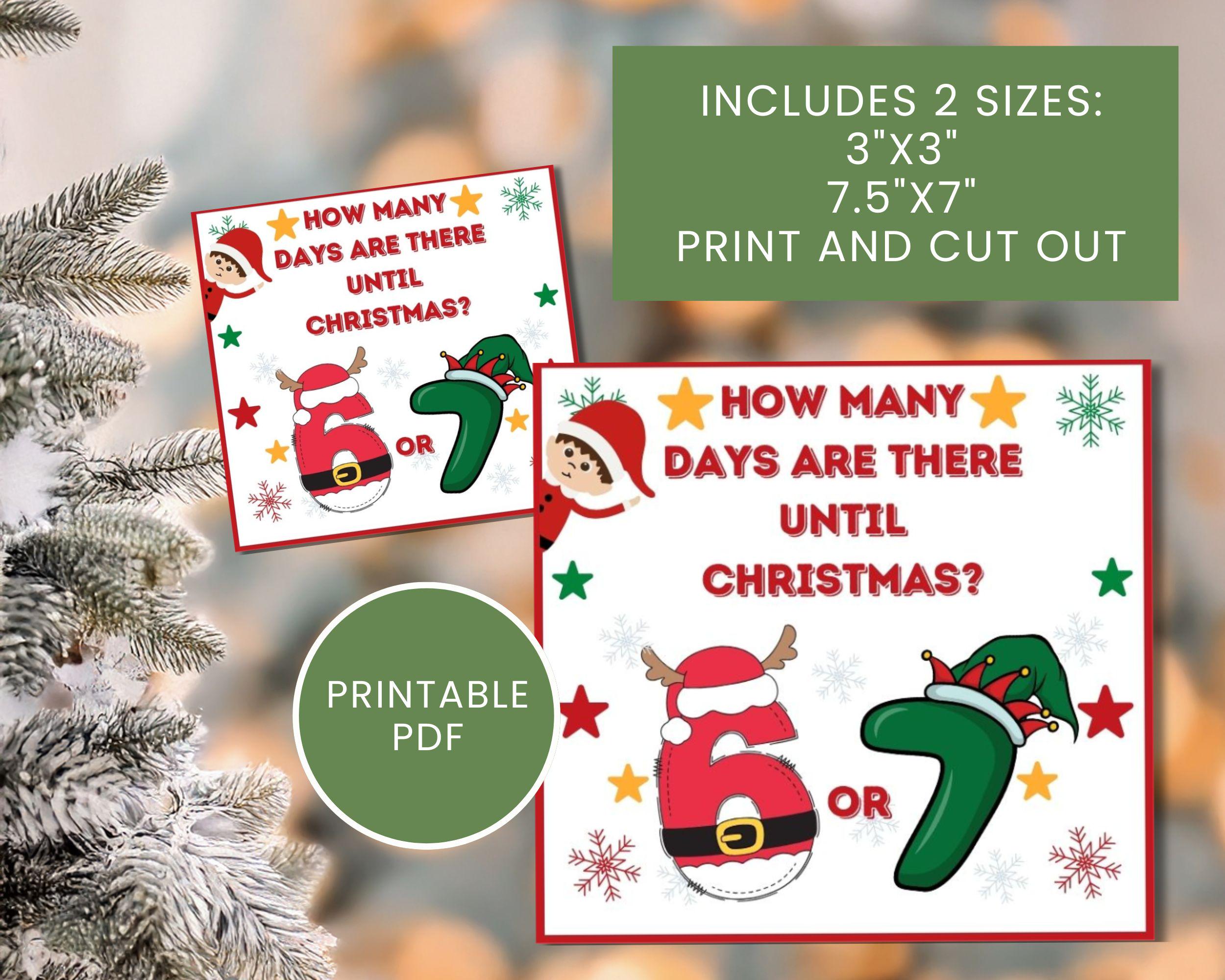 6-7 Elf Prop, PRINTABLE, 6-7 Days Until Christmas Elf Prop, 67 Letter ...