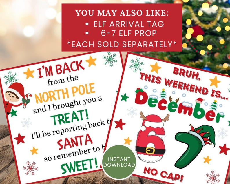 Elf Treat Tag, PRINTABLE, Elf Christmas Cookie Tag, Elf Brings Treat ...