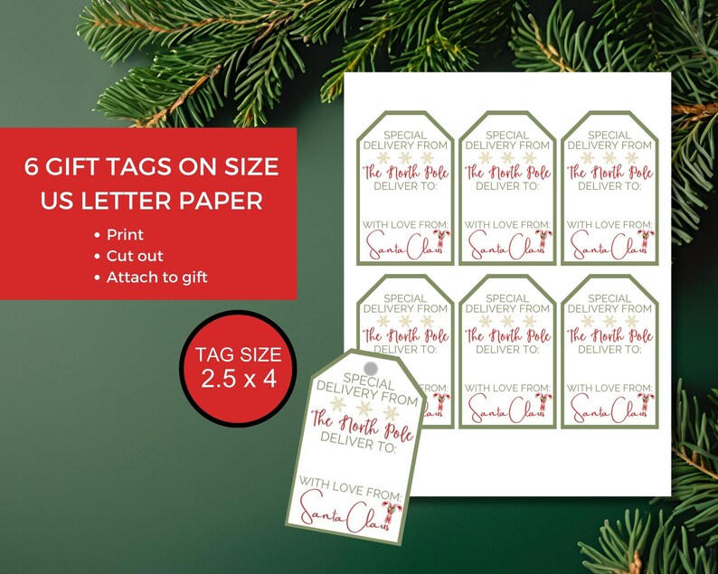 Santa Gift Tags, PRINTABLE, Special Delivery From Santa Tag, Santa Tags ...