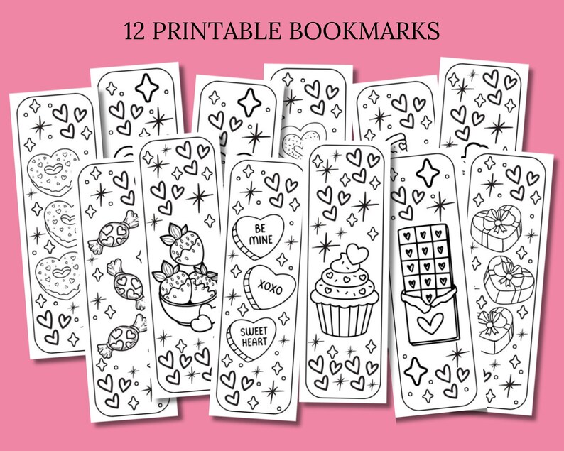 Valentine Coloring Bookmarks, PRINTABLE, Bookmark Coloring Craft ...