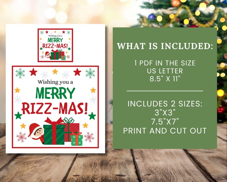 Funny Elf Prop Sign, PRINTABLE, Elf Merry Rizz-mas Gift Tag, Elf Slang ...
