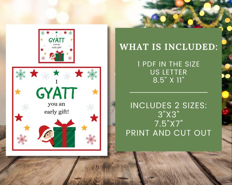 Funny Elf Prop Sign, PRINTABLE, Elf Gyatt You an Early Gift Tag, Elf ...