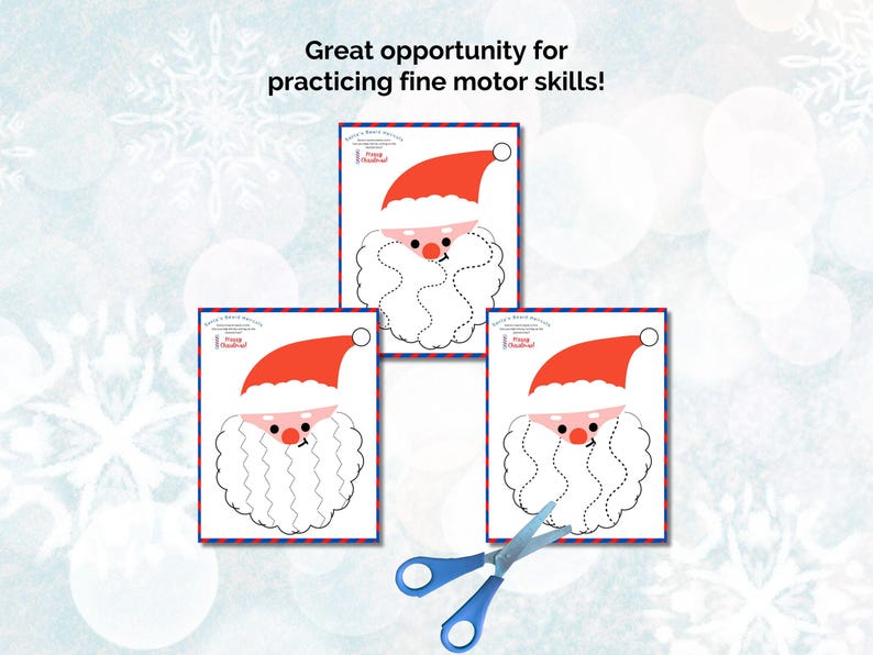 Santa’s Beard Cutting Activity, PRINTABLE Christmas Scissor Skills ...