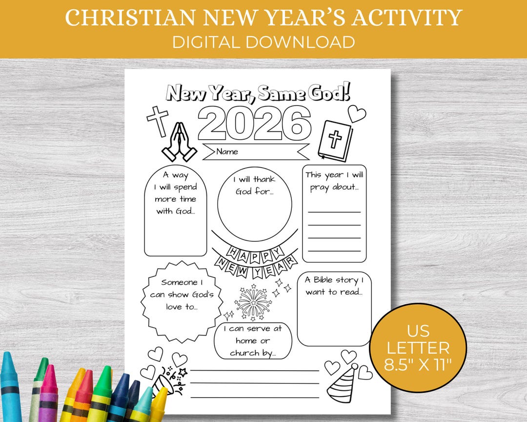 Christian New Years Activity, PRINTABLE, 2026 New Year's Goals, New ...