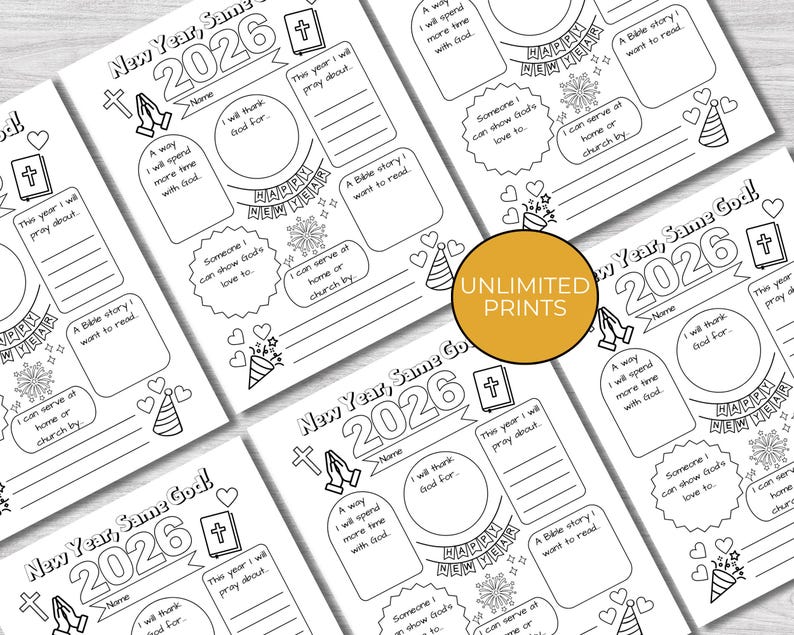 Christian New Years Activity, PRINTABLE, 2026 New Year's Goals, New ...