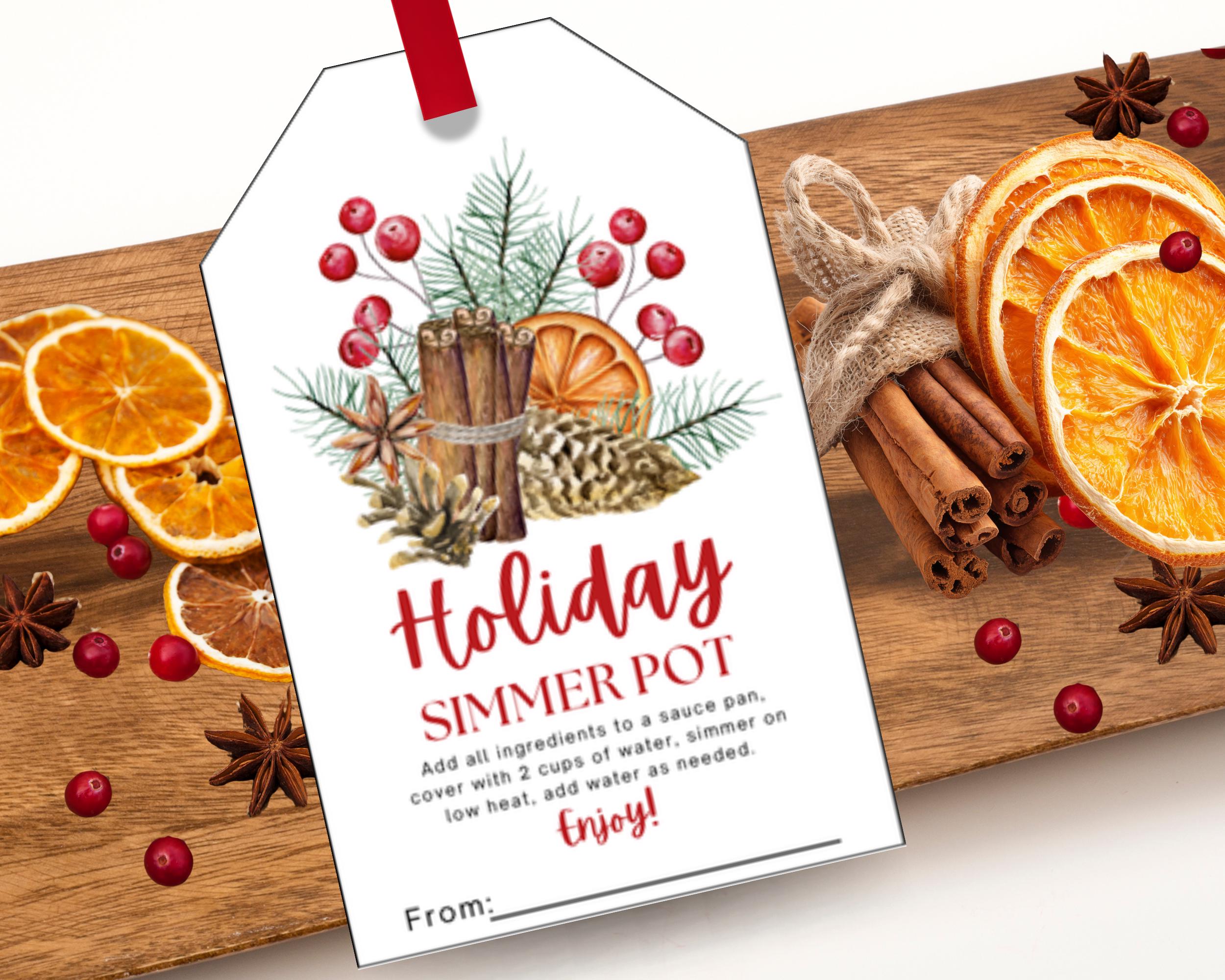 Holiday Simmer Pot Gift Tags, PRINTABLE, Simmering Potpourri Tag ...