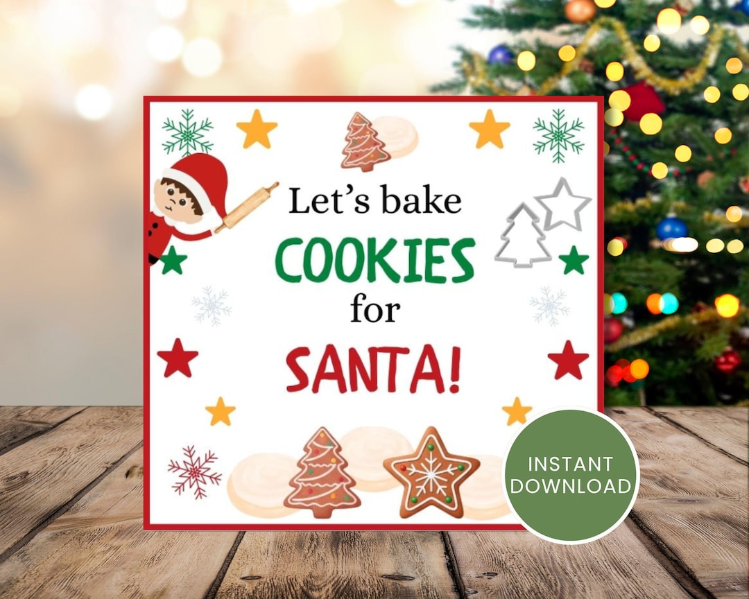 Elf Let's Bake Cookies for Santa Sign, PRINTABLE, Elf Christmas Cookie ...